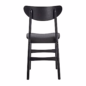 Safavieh Home Lucca Retro Black and Black Cushion Dining Chair, Set of 2, Wood