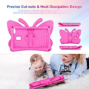 Feitenn Galaxy Tab A 8.0 Case for Kids 2019 SM-T290 / SM-T295, 3D Cartoon Butterfly Cover Non-Toxic EVA Kickstand Kid-Proof Shockproof Bumper Shell Girl Boy Gift for Samsung Tab A 8.0'' 2019 - Rose