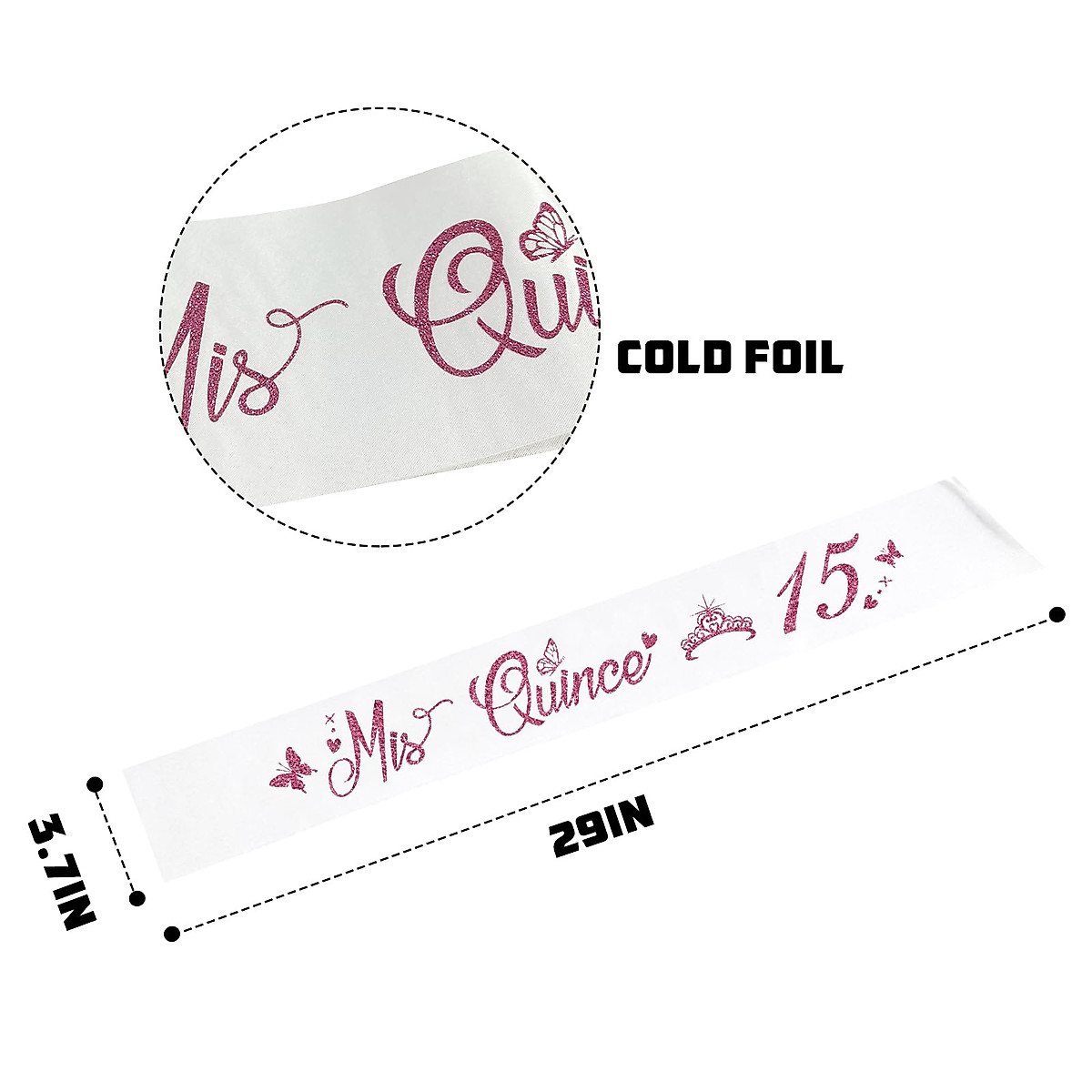 Mis Quince 15 Quinceanera Sash,Happy 15th Birthday Party Decorations,Spanish My 15th Birthday Bday Gifts, Feliz Cumpleanos Sash