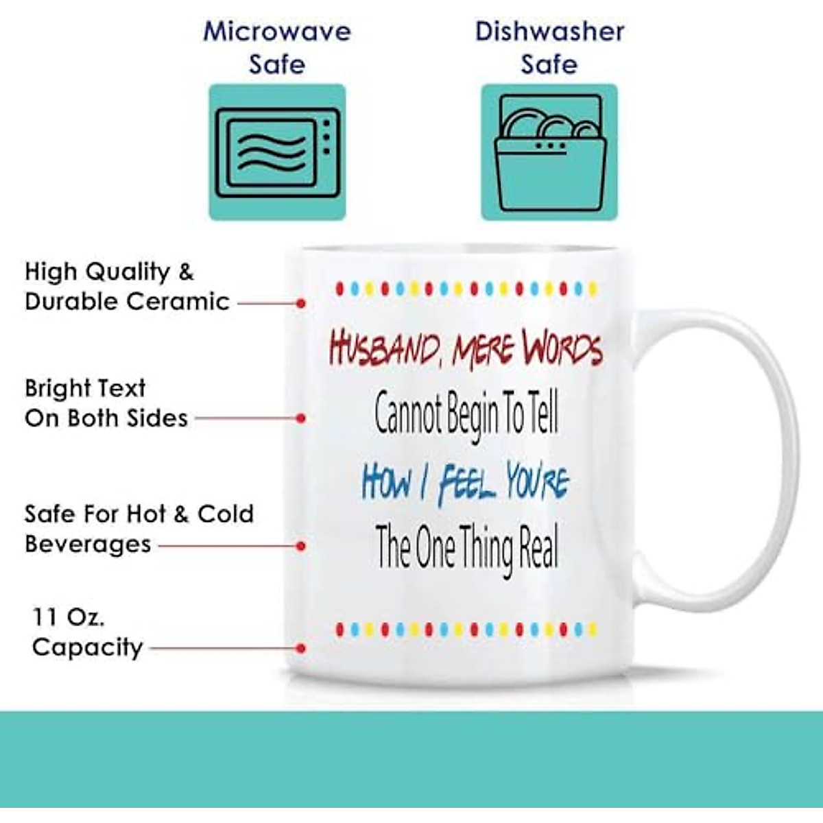 Husband Gift Ideas for Wedding Anniversaries - Couples Married Christmas - & Multicolor Unisex Sweat, 11 Oz White Ceramic Coffee Mug