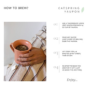 CatSpring Yaupon Marfa Dark Roast Black Yaupon Tea, Naturally Caffeinated and Sustainable Texas Tea, Individually Packed Herbal Teabags, 16 Bags per Tea Box