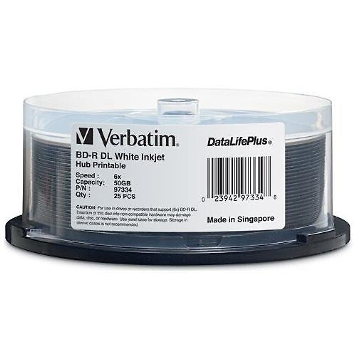 Disc Blu-ray 6X DL 50GB DataLife + White Hub IJ Printable 25pk Spindle