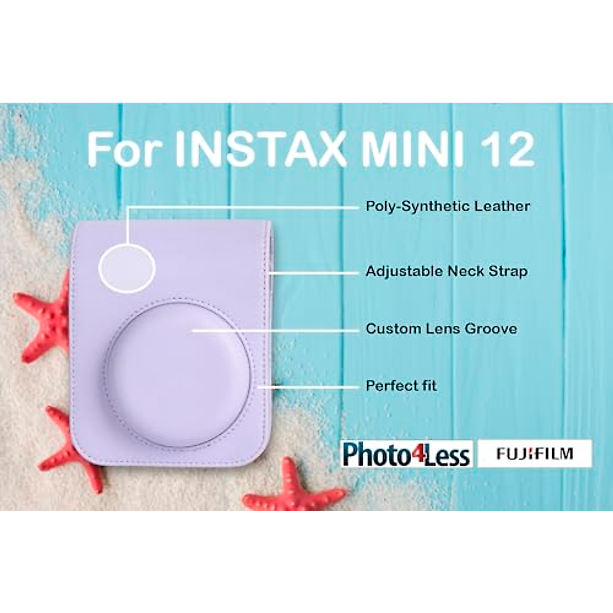 FUJIFILM INSTAX Mini 12 Instant Film Camera (Lilac Purple) Bundle with Fuji Instax Instant Film Single Pack, 10 Prints | Protective Case Purple | Photo Album Purple | Travel Stickers (6 Items)