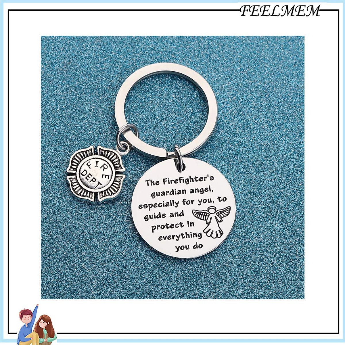 FEELMEM Firefighters Prayer Keychain Fire Rescue Firefighter Gift A Firefighter’s Guardian Angel Keyring Firemen Angel Gift