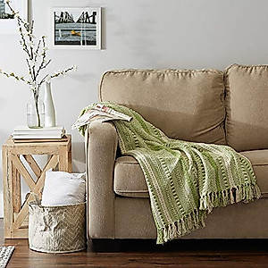 DII Braided Striped Throw, 50x60, Antique Green