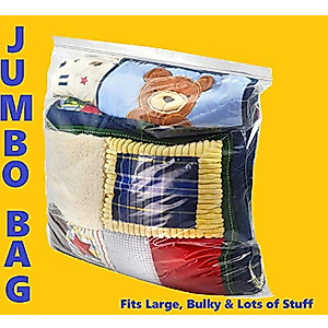[ 20 COUNT ] JUMBO BAG Zipper top 8 Gallon - Resealable Bag with Zipper Top Storage Bags - Extra Large 22" x 24" for Seasonal Clothing, Blanket, Linens, Pillows, Food