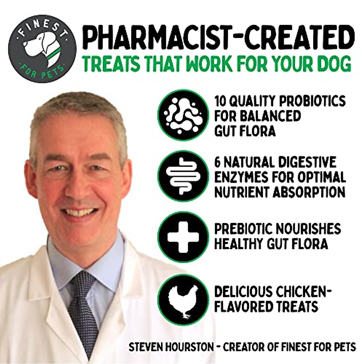 TummyWorks Probiotic Soft Chews for Dogs. Probiotics for Gut Flora, Digestive Health, Immune Support, Diarrhea, Itching & Seasonal Allergies. with Digestive Enzymes & Prebiotics. Made in USA 120ct