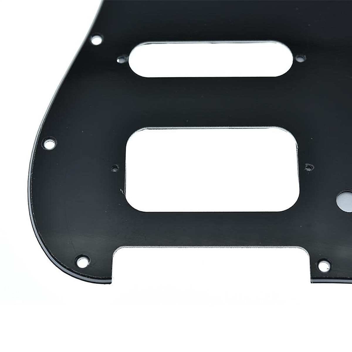 KAISH 11 Hole American Modern Strat Style HSS Pickguard 2-Screw Round Corner Humbucking Pickup Mounting for Stratocaster/Strat Black 3 Ply