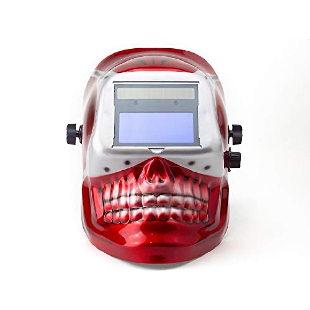 VCT MIG/TIG Auto Darkening Welding Helmet Solar & Battery -Red Skull Shape Design Extra Large Lens
