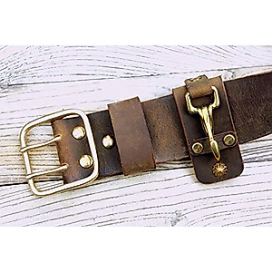 Heavy duty full grain leather belt key clip, retro distressed leather belt key holder - BA05KC
