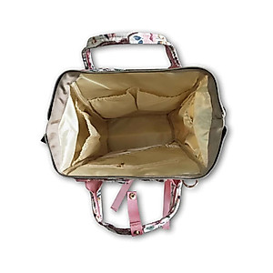 Pink Floral Highland Cow Diaper Bag Backpack