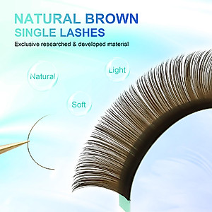 NAGARAKU Natural Brown Color Eyelash Extensions 0.15mm D curl 7-15mm Mix Tray Individual Lashes Classic Faux Mink Volume 20 rows Soft Eyelash Supplies
