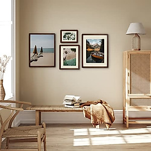 TRAHOME 8x10 Picture Frame,Solid Wood,3 Pack Photo Frames, Display Pictures 6x8 with Mat or 8x10 Without Mat, Gallery Wall Photo Frames-Brown