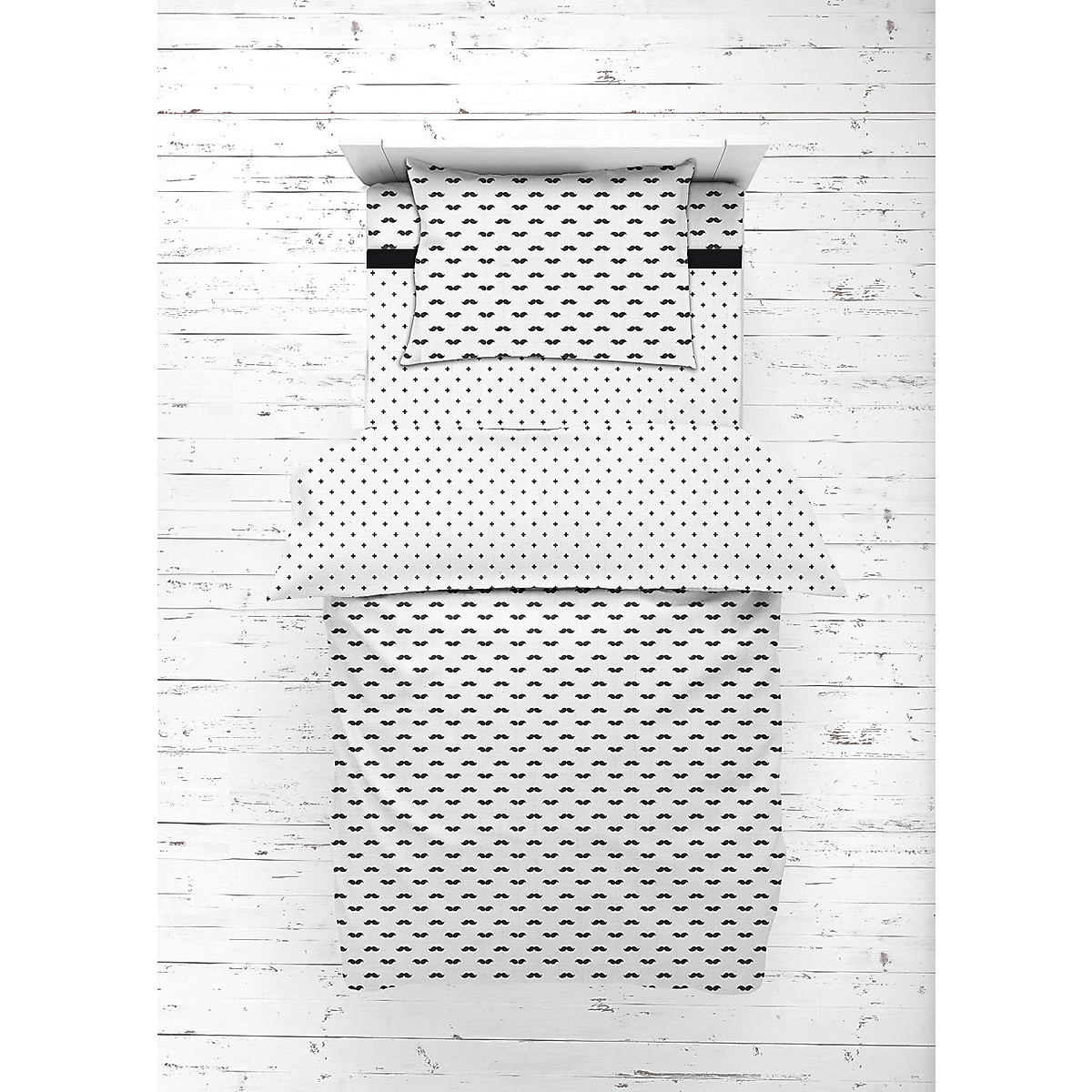 Bacati - 2 Pack Love/Aztec/Arrows/Hearts Silky Soft Breathable 100% Cotton Muslin Baby Crib Fitted Sheets - Fits Standard 28 x 52 x 5 Crib & Toddler Mattresses (Mustache, Black)