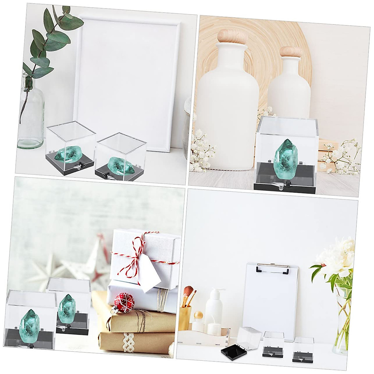 Garneck 8pcs Boxes Glass Jewelry Display Case Glass Containers with Lids Square Containers with Lids Clear Acrylic Show Box Square Display Case Sample Collection Box Storage Container Ring