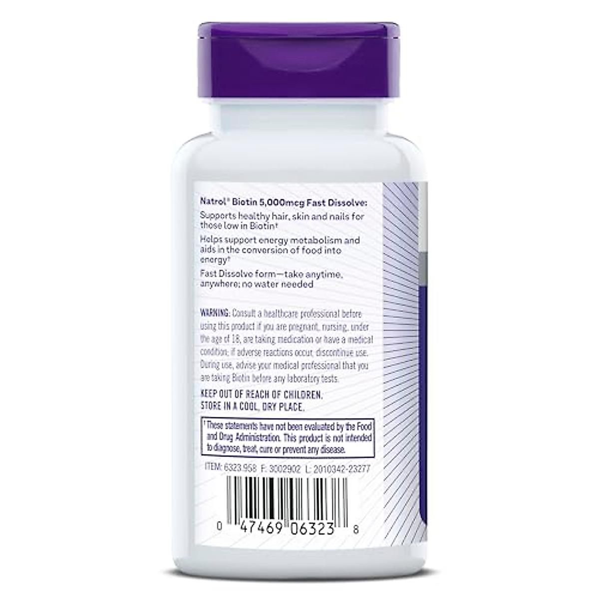 Natrol Beauty Biotin 5000mcg, Dietary Supplement for Healthy Hair, Skin, Nails and Energy Metabolism, 90 Strawberry-Flavored Fast Dissolve Tablets, 90 Day Supply