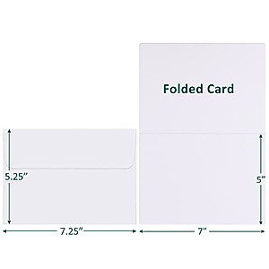 Eupako White Blank Cards with A7 Envelopes 100 Pack, 5x7" Heavyweight Folded Cardstock and 5.25x7.25" Envelopes Self Seal for Greeting Cards, Invitations, Wedding, Baby Shower, Birthday