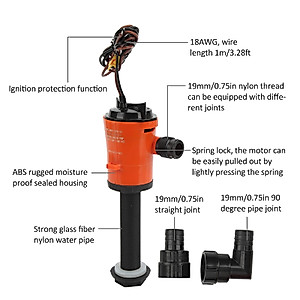 KIMISS Boat Yacht Spare Parts, Pump Baitwell Pump Live Bait Aerator Pump Boat Aerator Pump Cartridge Aerator Boat Yacht Series