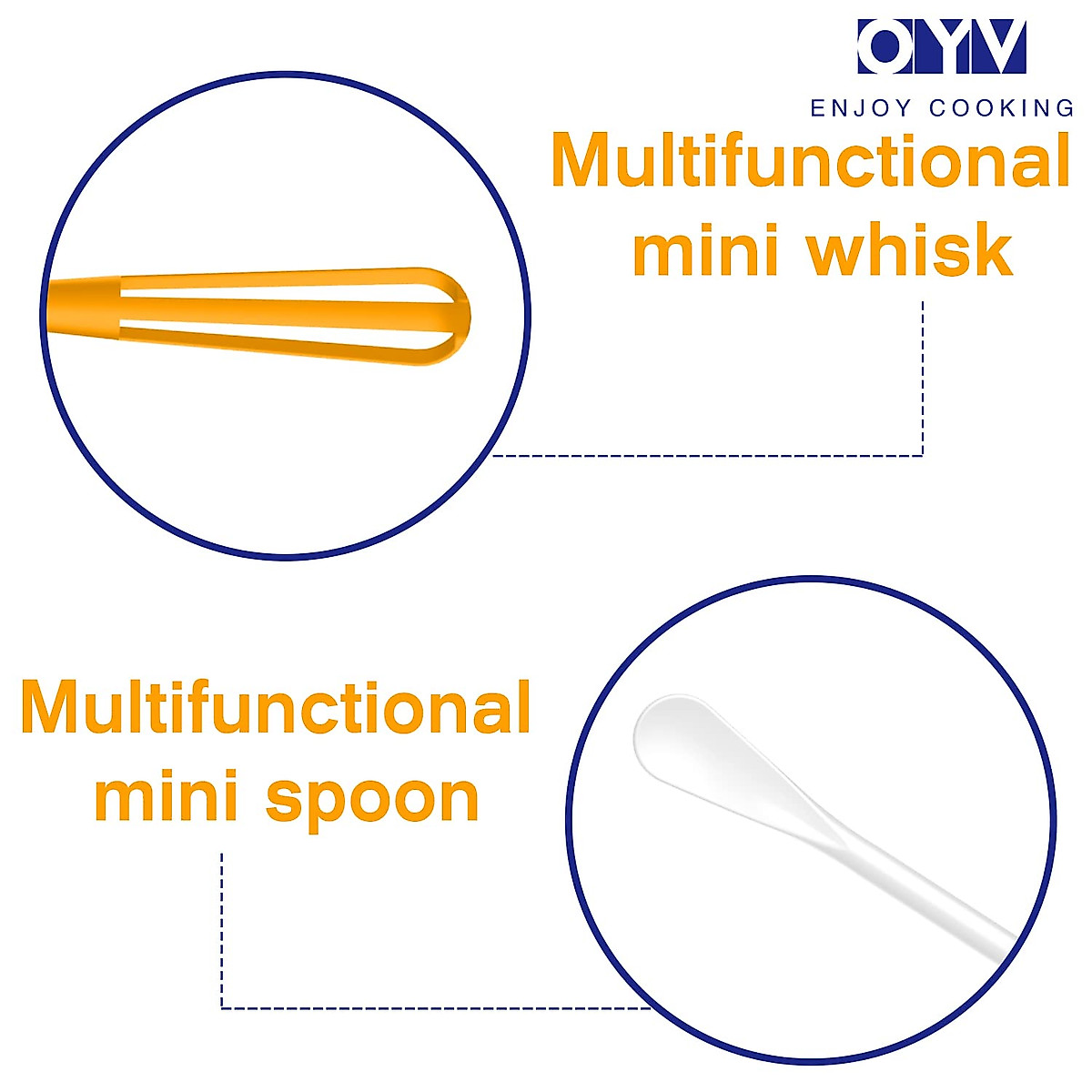 OYV multifunctional mini whisk,mini spoon,small whisks for cooking,tiny whisk 2 pieces,mini small wisk,for Blending,Whisking,Beating Ingredients, Mixing Sauces