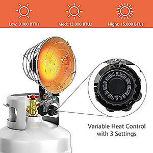 ROVSUN 15,000 BTU Propane Tank Top Heater, Portable Propane Gas Infrared Heater with Tip-over Switch & Safety Shut-off Valve for Outdoor Camping Fishing Backyard Patio (Propane Cylinder not Included)
