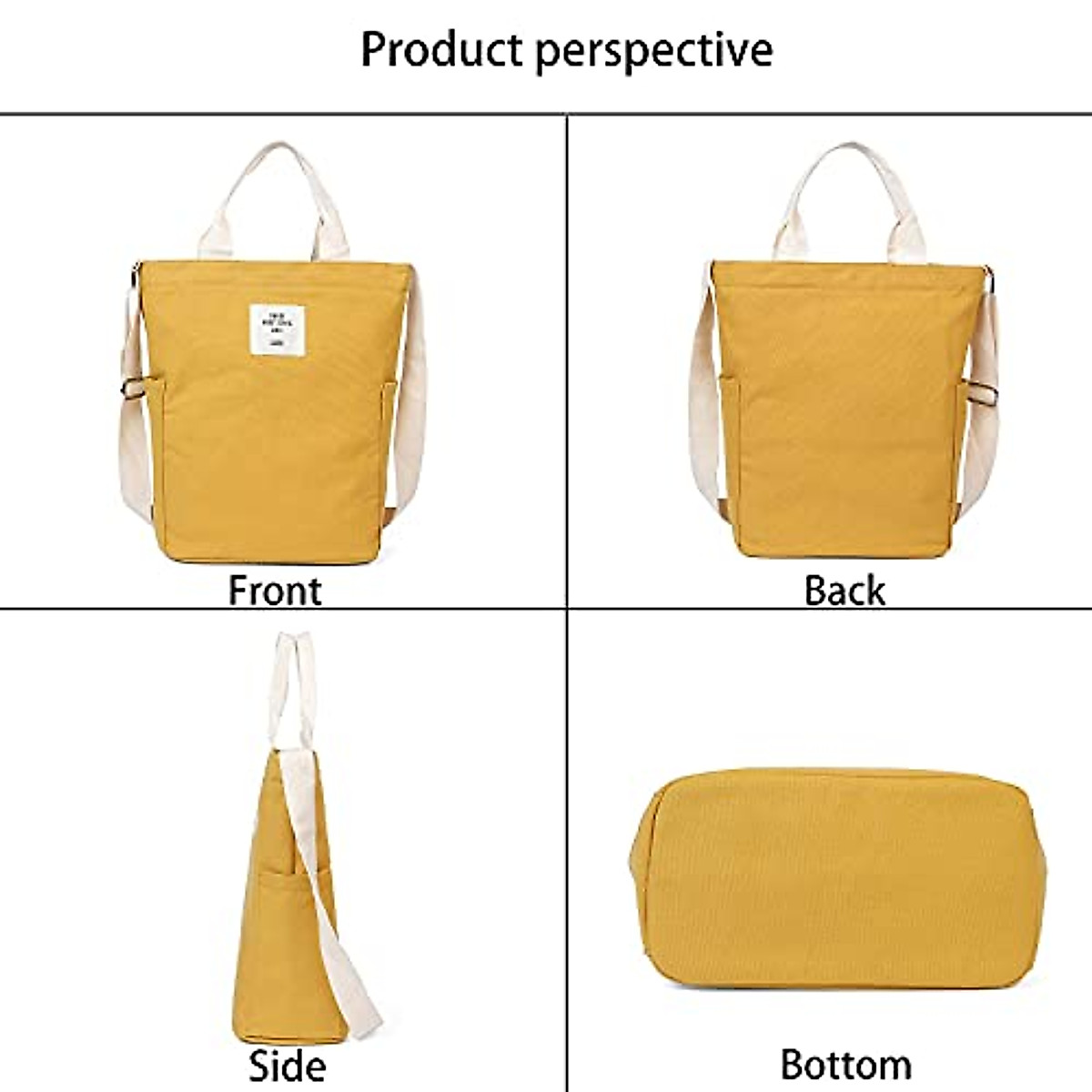 CENTER Canvas Tote Bag Beach Bags for Women Shoulder Bag Utility Tote Shoulder Bag Casual Work School Shopper (yellow)