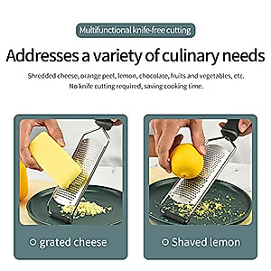 Cheese Grater and Lemon Zester, Ginger Garlic Grater with Wide Stainless Steel Blade, Kitchen Tools and Gadgets for Chocolate, Vegetables, Orange, Citrus, with Protective Cover and Cleaning