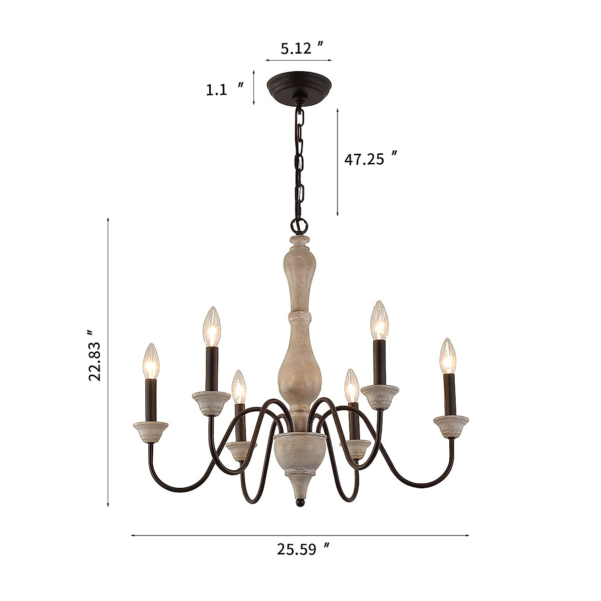MEIXISUE French Country Chandelier,Farmhouse Vintage Antique Chandelier Pendant Light Fixtures for Kitchen Island Dining Room Living Room Foyer Entryway Office UL Listed
