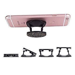 DaBuBu New Version Phone Holder 3 Pack Black Purple Pink Glitter Art Expanding Grip Stand Finger Holder for Smartphone and Tablets