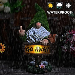 ASAWASA Gnomes Decorations for Yard with Solar LED Light,Large Outdoor Funny Garden Lawn Gnome Decor(Tall 11.8 Inches)