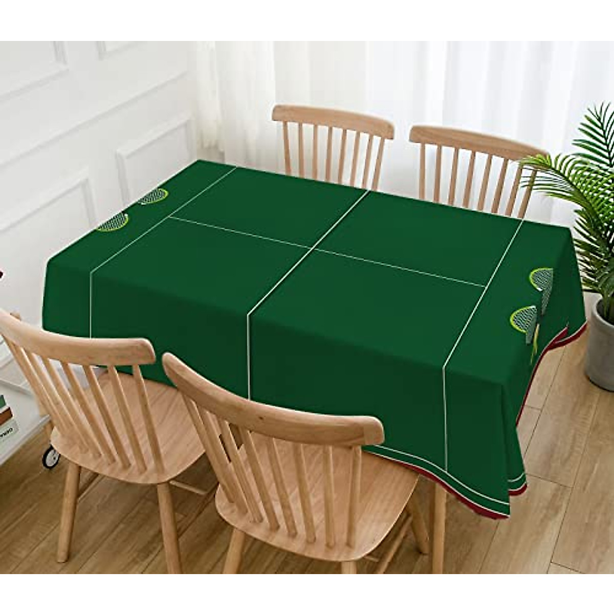 Hafangry Tennis Court Tablecloth Tennis Themed Birthday Party Decoration Indoor Outdoor Table Cover Home Dining Room Kitchen Table Decor-60×84inch