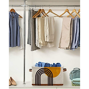 2PCS Cube Storage Bins, Waterproof Moving Boxes with Handles, Washable Closet Clothes Organizer Foldable Aesthetic Terracotta Mid Century Modern Abstract Art Toy Box Shelf Baskets 15x11x9.5 inch