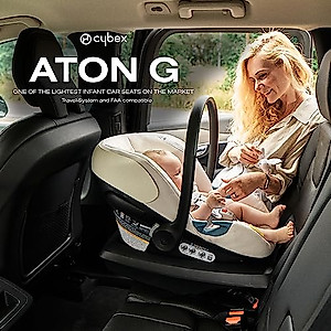 Cybex Aton G Infant Car Seat with Linear Side-Impact Protection, 11-Position Adjustable Headrest, in-Shell Ventilation, Easy-in Buckle and Secure Safelock Base, Seashell Beige
