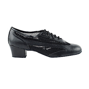 Very Fine Dance Shoes - Ladies Practice, Cuban Low Heel Ballroom Dance Shoes - 2009-1.5-inch Heel and Foldable Brush Bundle - Black Leather - 6.5