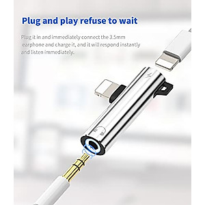 Lightning to 3.5mm Headphone Adapter(2pack) Compatible for iPhone Splitter Audio Apple Dongle Jack AUX Adaptador para Earphone 2 in 1 Earbud and Charge Charger 13 12 11 Pro Max Mini XS SE 7 X 8 Plus