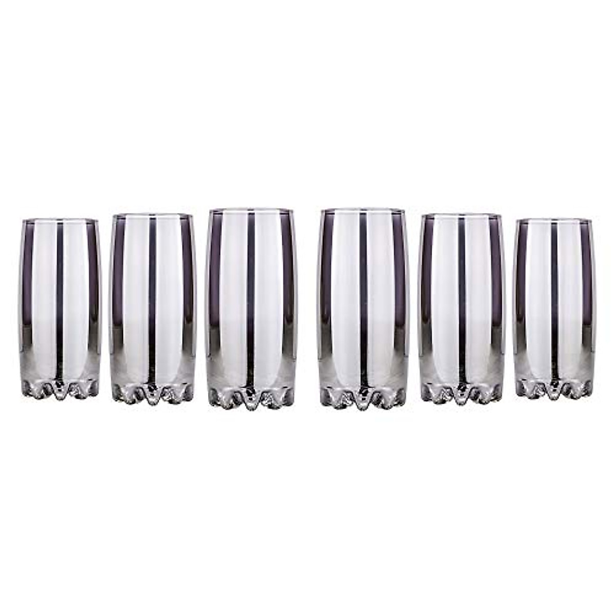 Graphite 13-Ounce Highball Glasses, Elegant Drinking Barware Set for Juice and Water, Elegant Gift for Wedding, Anniversary, Birthday, Set of 6