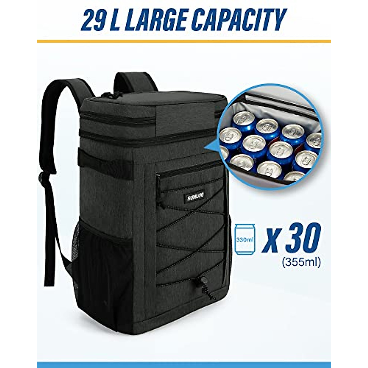 SUNLUG Cooler Backpack 30 Cans Large Backpack Cooler Insulated Leak Proof Soft Cooler Bag for Men Women to Picnics, Beach