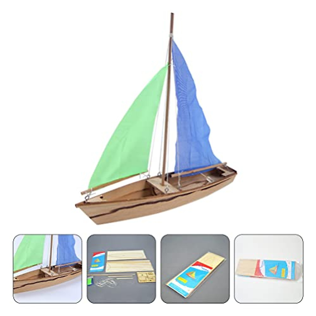 Gadpiparty 1Set DIY Wooden Sailboat Model Kits, Wood Boat Craft Model Boat Building Activities Woodcrafts Education Puzzle Toy for Kids Party Favors