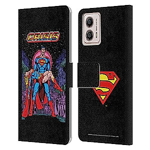 Head Case Designs Officially Licensed Superman DC Comics Crisis On Infinite Earths Famous Comic Book Covers Leather Book Wallet Case Cover Compatible with Motorola Moto G53 5G
