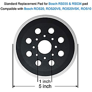5 Inch 8 Hole Hook & Loop Replacement Sander Pad for 5" Bosch ROS20VS, ROS20VSC, ROS20VSK, ROS20, ROS10 Random Orbit Sander…