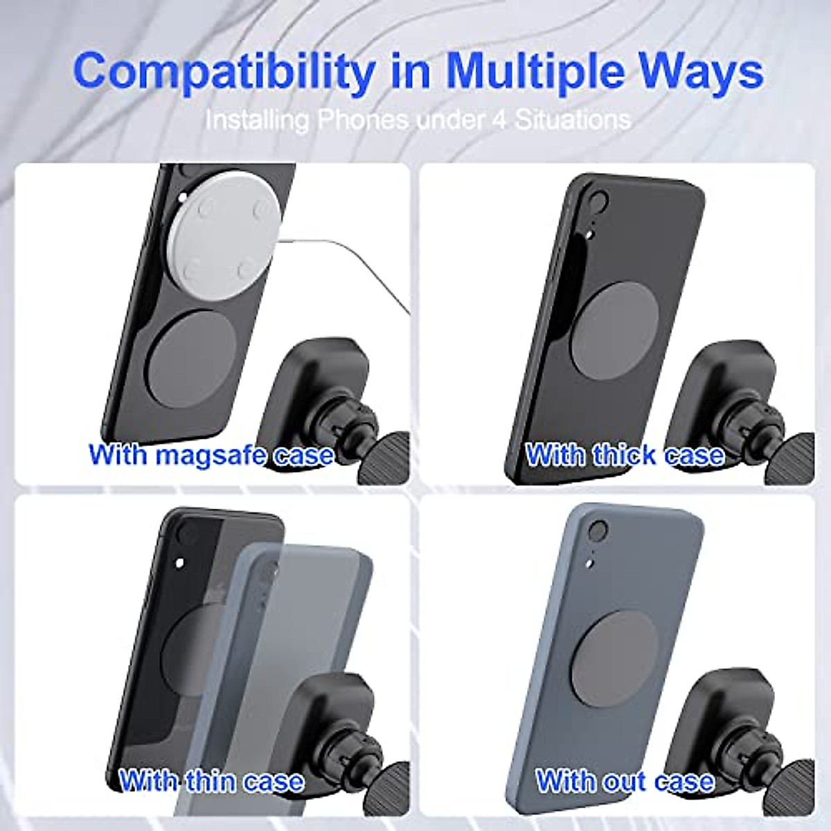 Eronli Magnetic Phone Holder for Car,【Upgraded Metal Hook】 Universal Car Vent Phone Mount with【6 Super Strong Magnets】 Compatible iPhone, Samsung and More Cell Phones