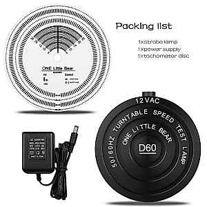 Douk Audio Nobsound D60 50 / 60Hz Stroboscopic Speed Strobe Light Tachometer Disc for Turntable LP Record Player