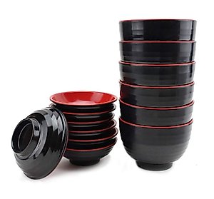 USAMJTABLE Set of 6 Japanese Melamine 味噌湯ボウル4" Miso Soup Rice Bowls With Lid (B11894) ~ We Pay Your Sales Tax