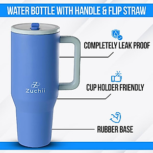 Zuchii Traveler, 40 oz Water Bottle with Handle & Flip Staraw, 100% Leak Proof Reusable Insualted Tumbler, Stainless Steel Travel Mug, Cup Holder Friendly - Gifts for women & men (Sage, 40 oz)