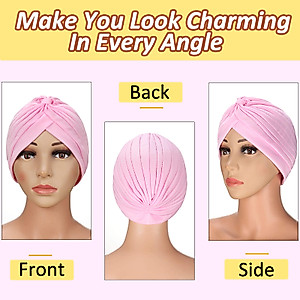 10 Pieces Stretch Polyester Turbans Head Bennie Cover India's Hat Twisted Headwrap (Light Colors)