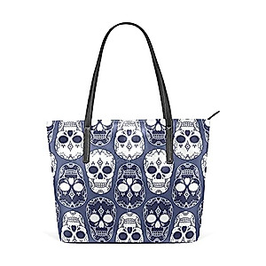 Skulls Light Purple Background Handbags Shoulder Bags Leather Crossbody Handbag for Women Tote Satchel