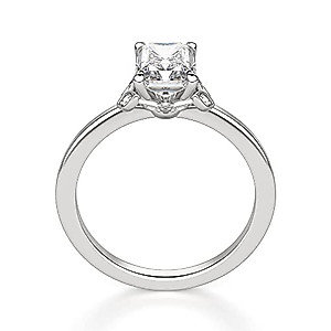 Moissanite Radiant Cut 1.55 Carat White Excellent VVS Moissanite Diamond in 14K Solid Gold solitaire Engagement Wedding Ring For Bridal Statement Ring (Sterling Silver, 4)