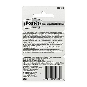 Post-it Flags, 50/Dispenser, 2 Dispensers/Pack, 1 in Wide, Green (680-GN2)