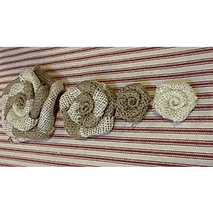 Set of Four Burlap Flowers Natural and Ivory 3" 2" 1" Wedding Cake Topper Wreath Centerpiece Rustic Decor Outdoor Table