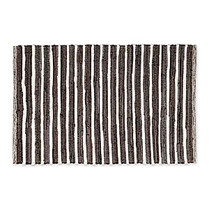 DII Chindi Home Collection Cotton Handwoven Slim Stripe Area Rag Rug, 2x3', Dark Brown