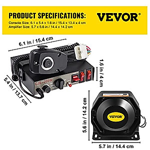 Mophorn 200W Car Warning Alarm Vehicle 7 Sound Loud Warning Alarm Kit MIC System Emergency Fire Siren PA Speaker